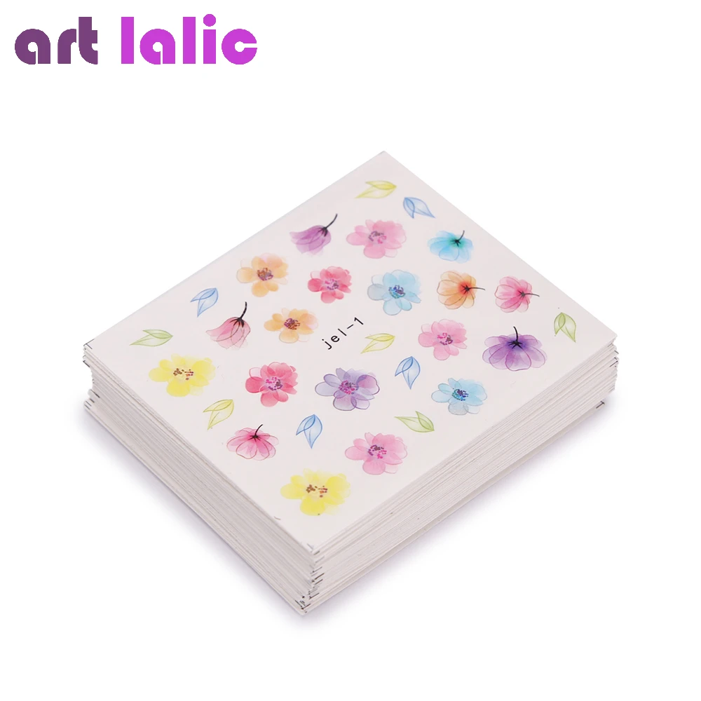 48 Sheets Mixed Flower Feather Pop Art Water Transfer Nail Art Sticker ...