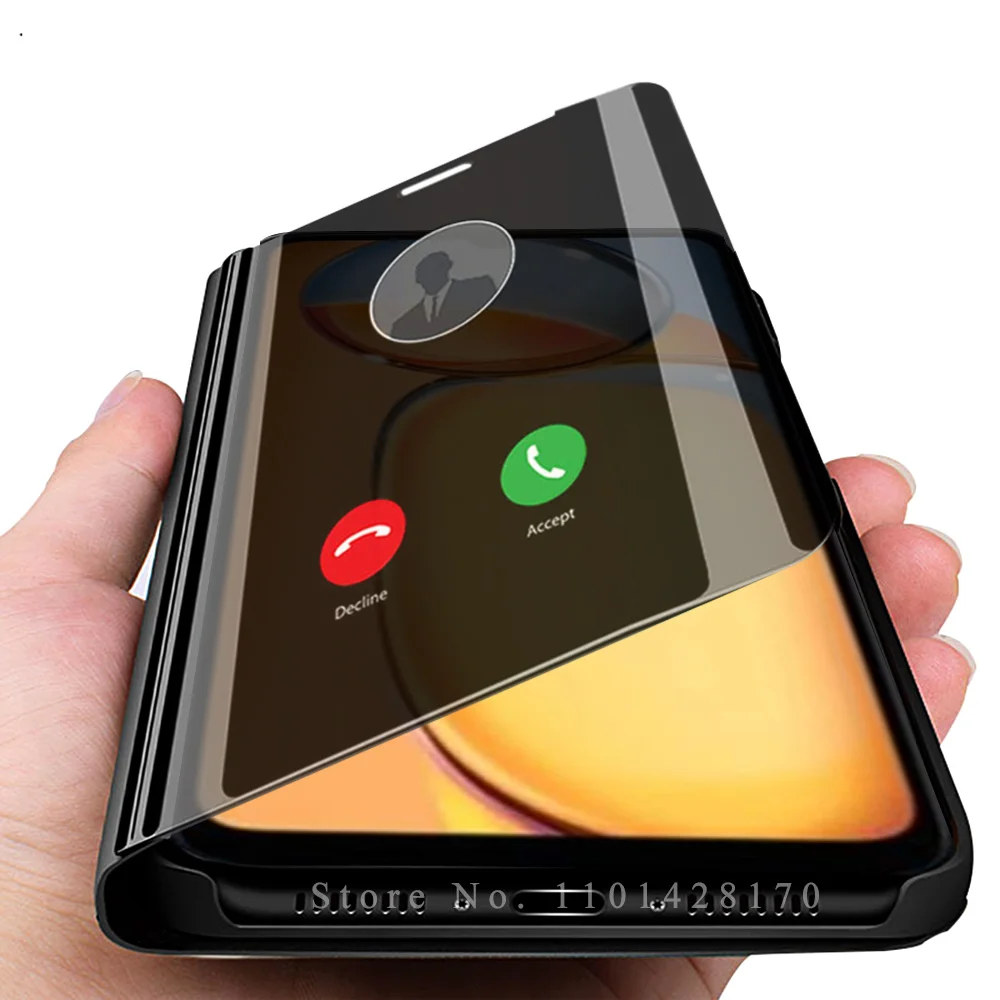 For-Xiaomi-Redmi-13C-Case-Smart-View-Mirror-Leather-Flip-Fundas-Redmy ...