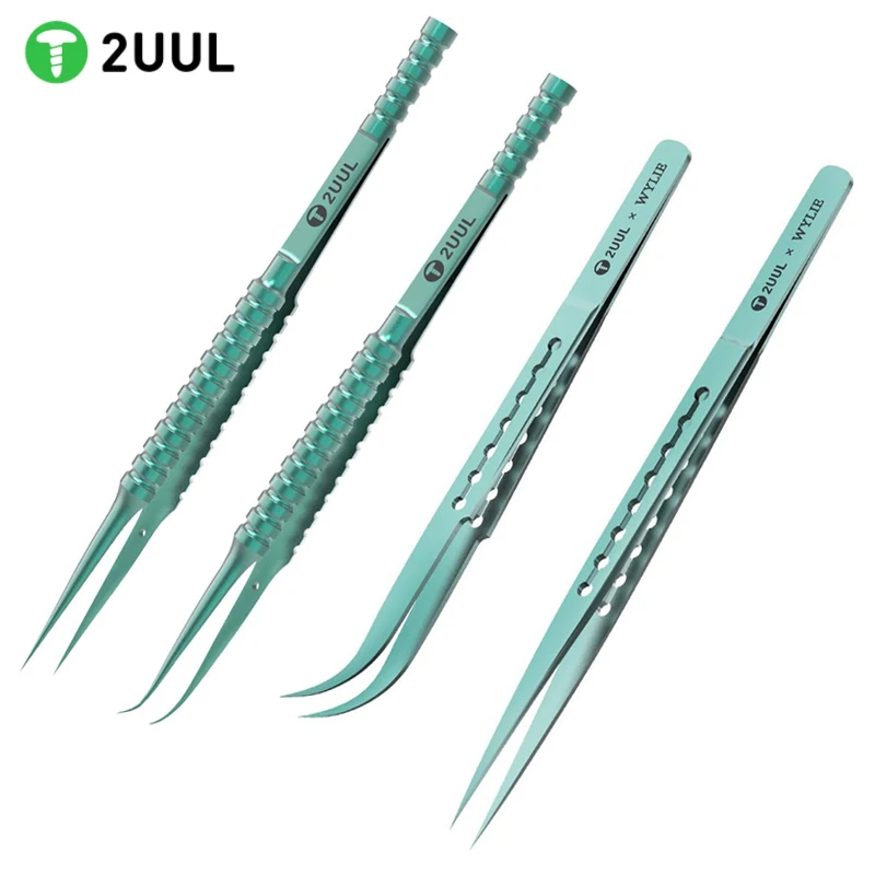 2UUL-Green-Titanium-Alloy-Tweezers-Ultra-Fine-Forceps-For-Phone ...
