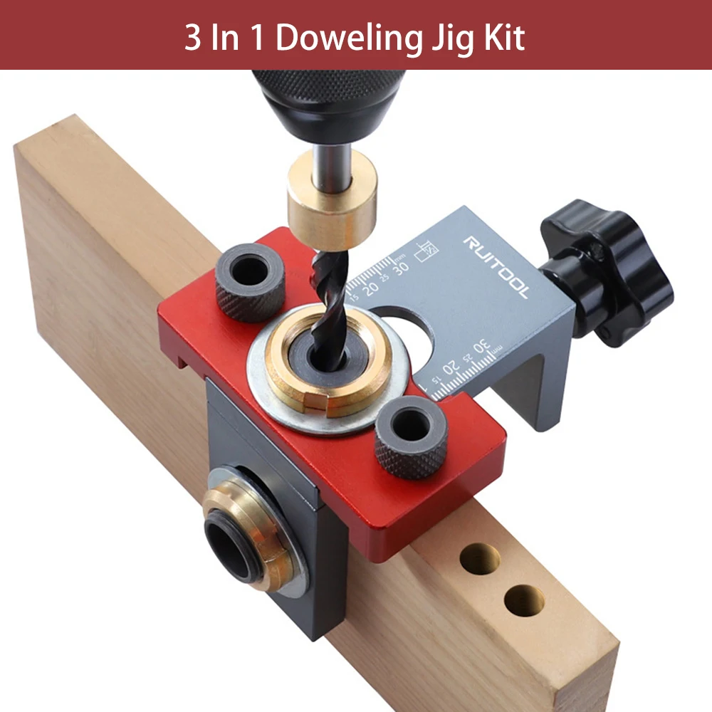Universal-3-In-1-Woodworking-Doweling-Jig-Kit-Pocket-Hole-Jig-Locator ...