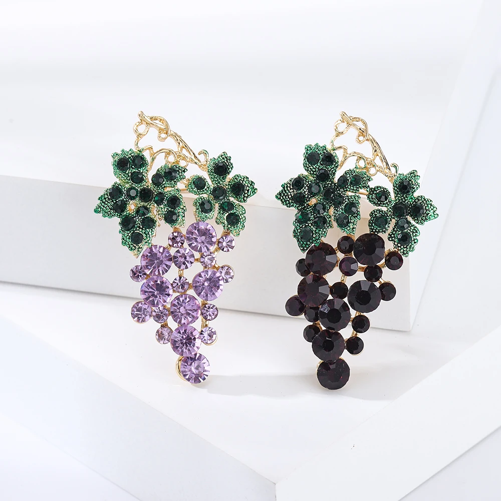 Delicious Purple Grape Brooch 2 Color Unisex Women Rhinestone Purple ...