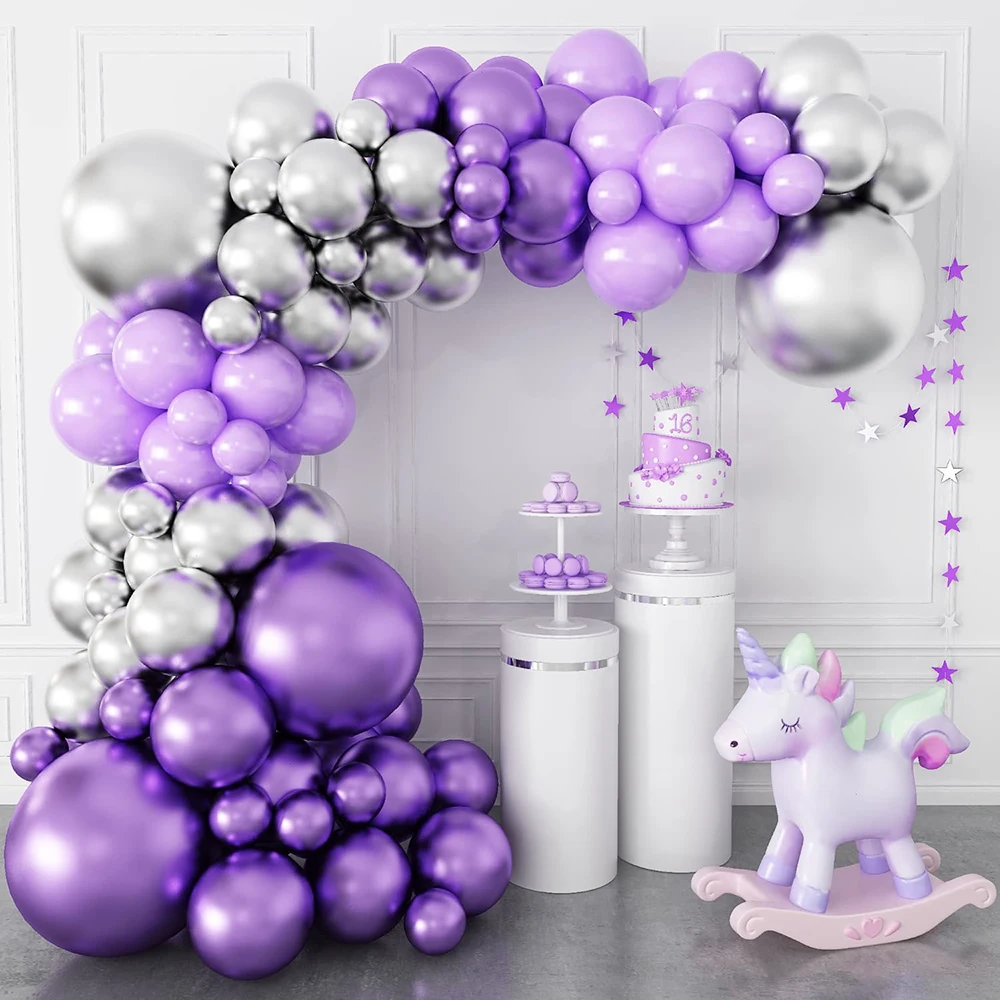 1Set-Purple-Lavender-Balloon-Garland-Kit-Arch-Metallic-Silver-Purple ...