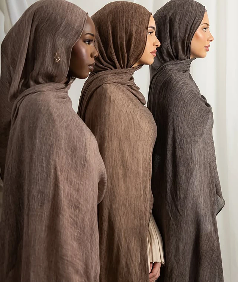 High Quality Cotton Linen Hijab Textured Rayon Modal Scarf Light Weight ...