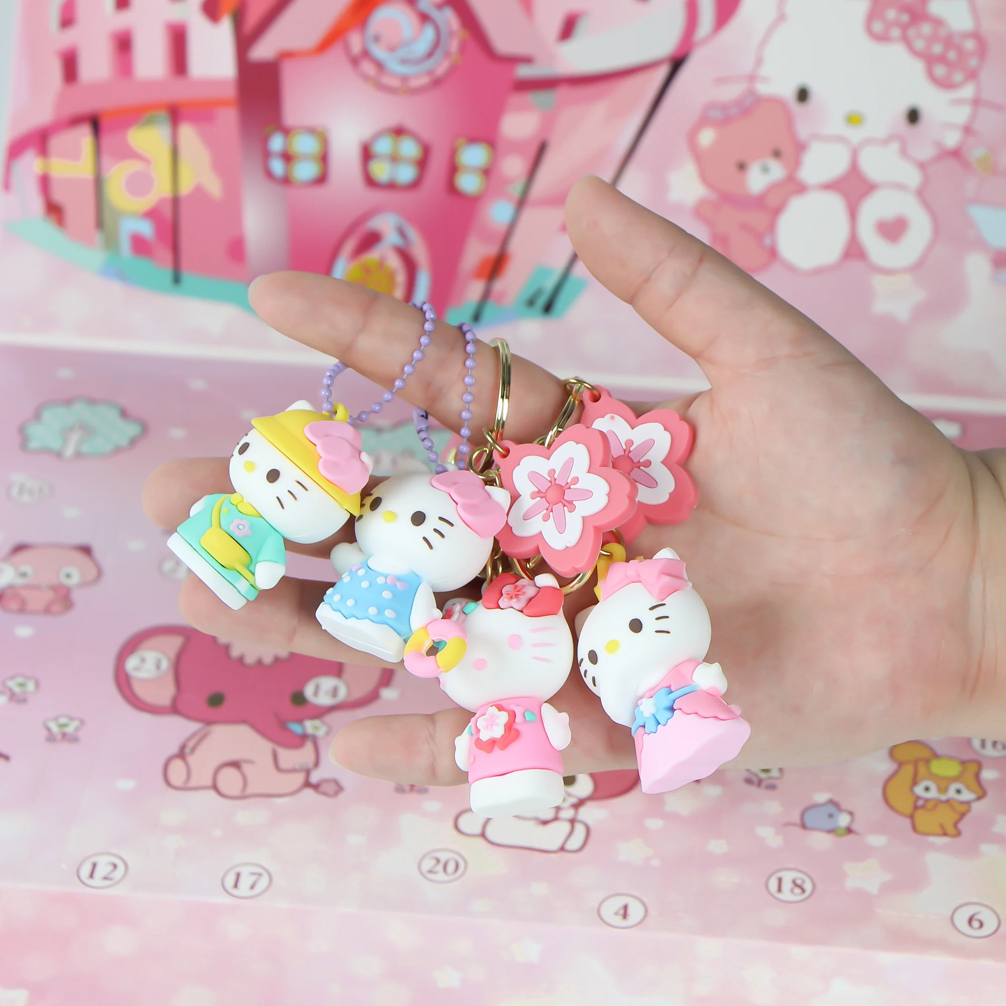 Kawaii Christmas Cartoon Hello Kitty Advent Calendar Keychains ...