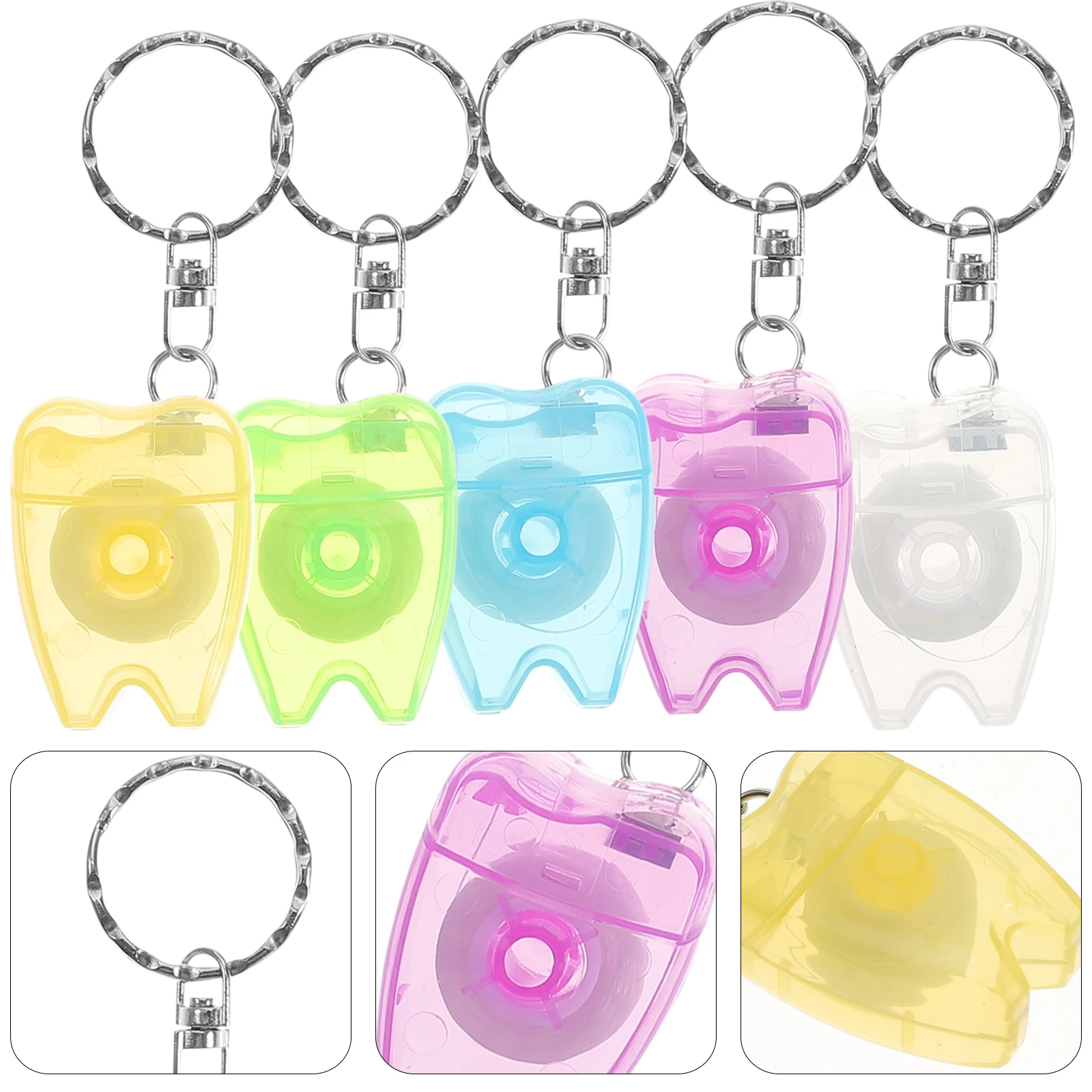 5pcs Portable Dental Floss Keychain Travel Size Floss Picks Dust Proof ...