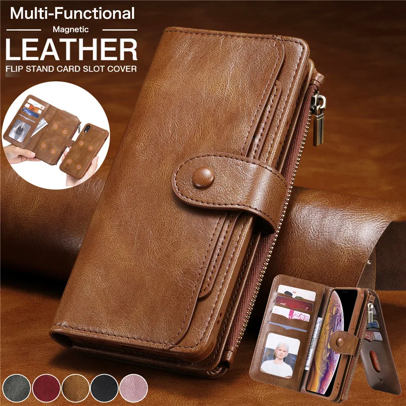 Leather Wallet Magnetic Detachable Phone Case - Magnetic Leather Case ...