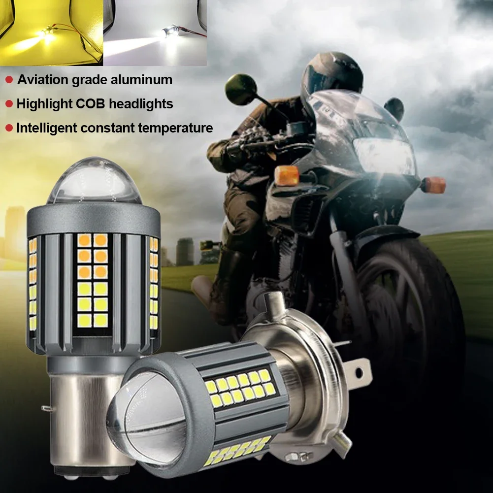 1X Motorcycle LED Headlight H4/BA20D Headlight Projector Lens ...