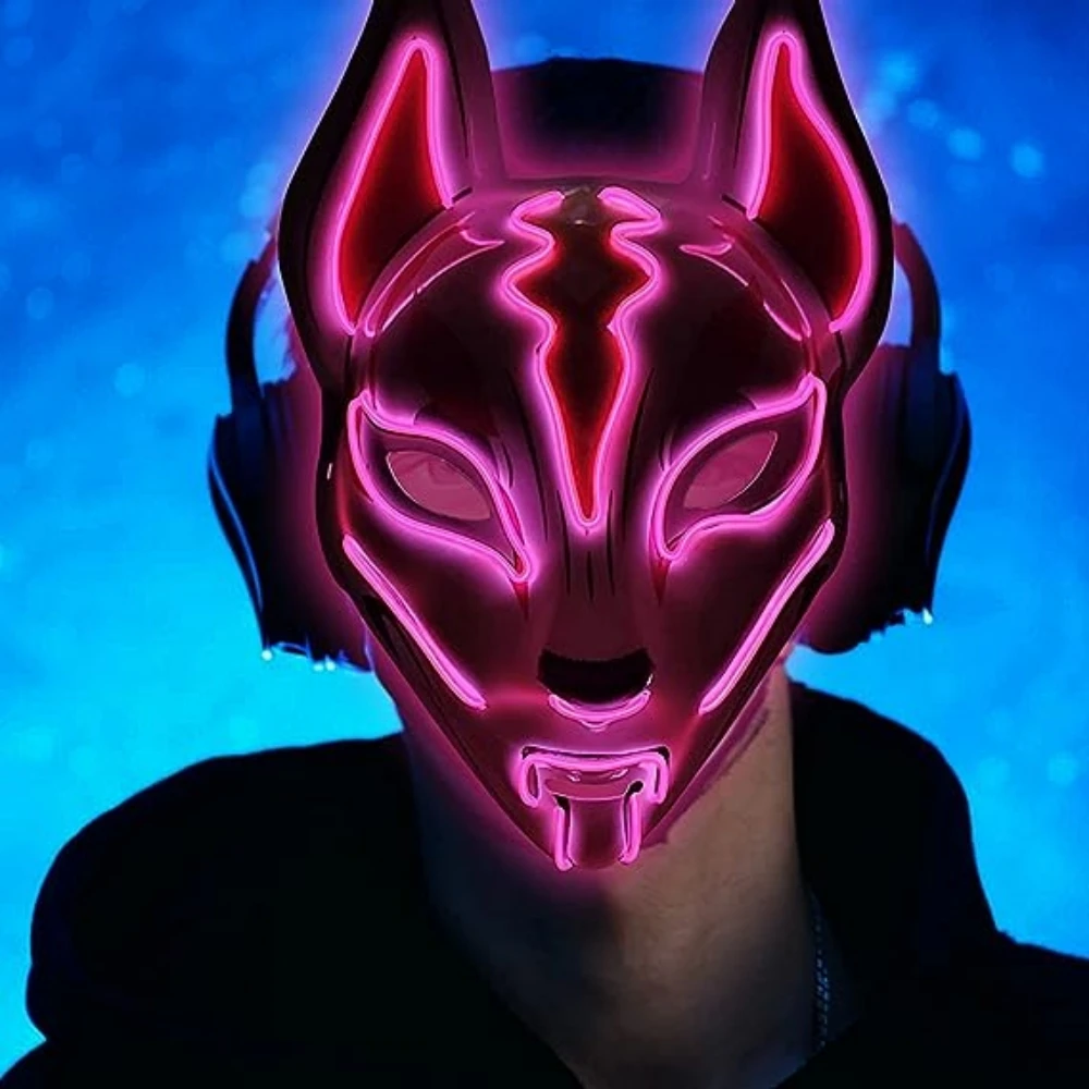 Halloween-Glowing-Face-Mask-LED-Fox-Mask-For-Men-Women-Game-Theme-Mask ...