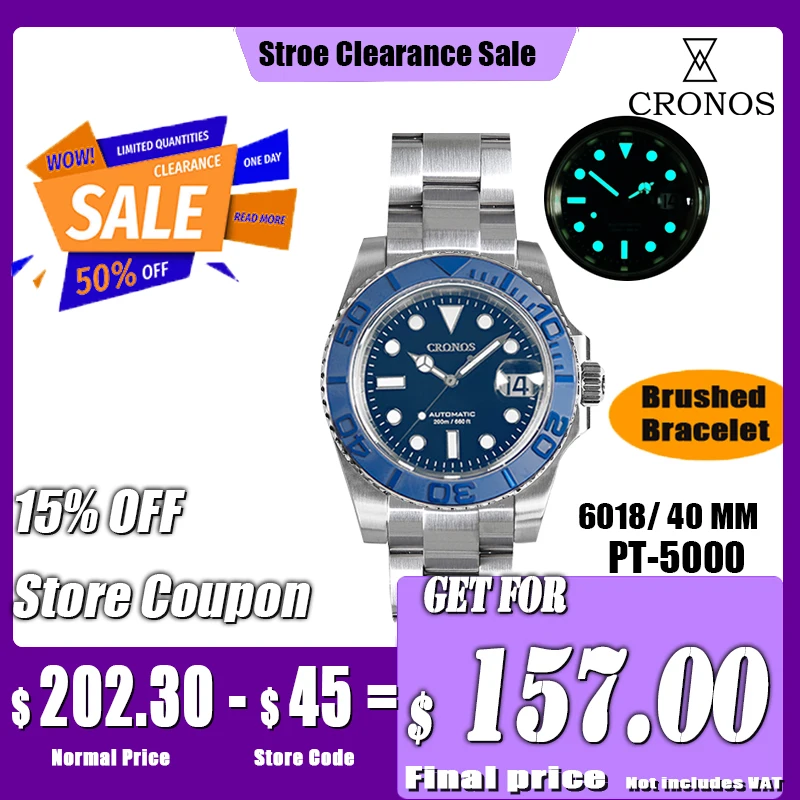 Cronos-Sub-Diver-Men-s-Watches-Bidirectional-Ceramic-Bezel-40mm-20ATM ...