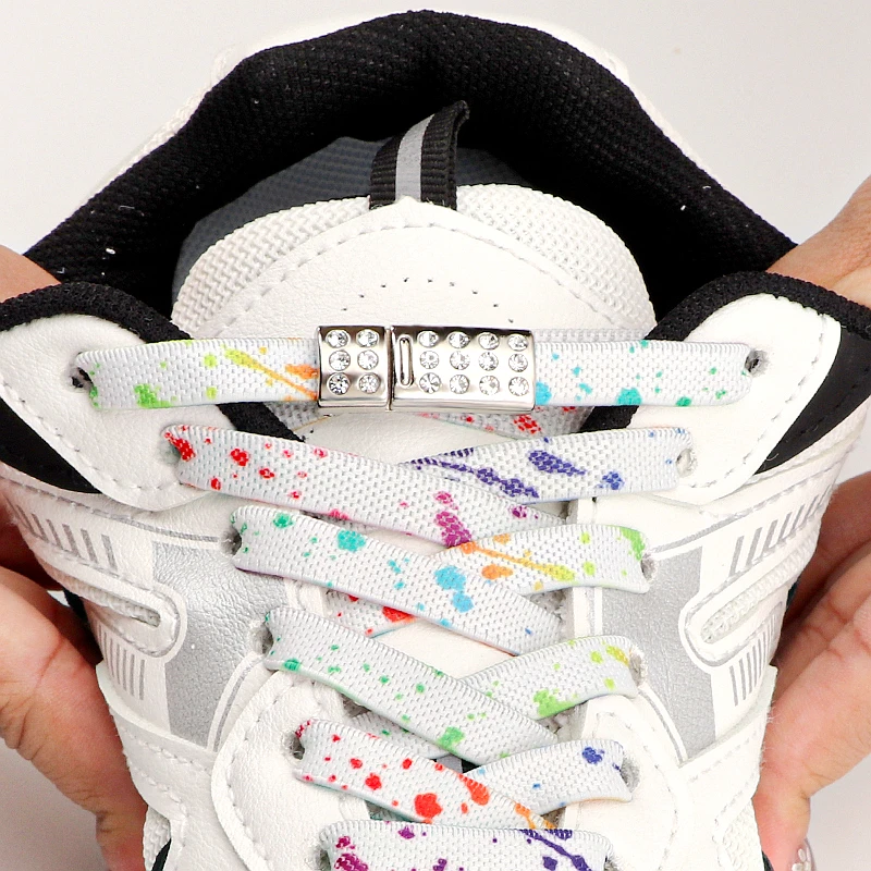 New-Colorful-Splashing-ink-Magnetic-Lock-Shoelace-Without-ties-Diamond ...