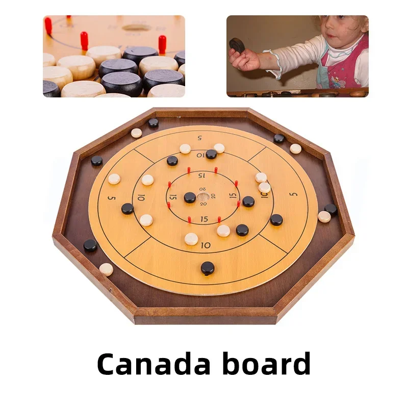 Crokinole Game, Wooden Board Game, Octagonal Interactive Set for Kids ...