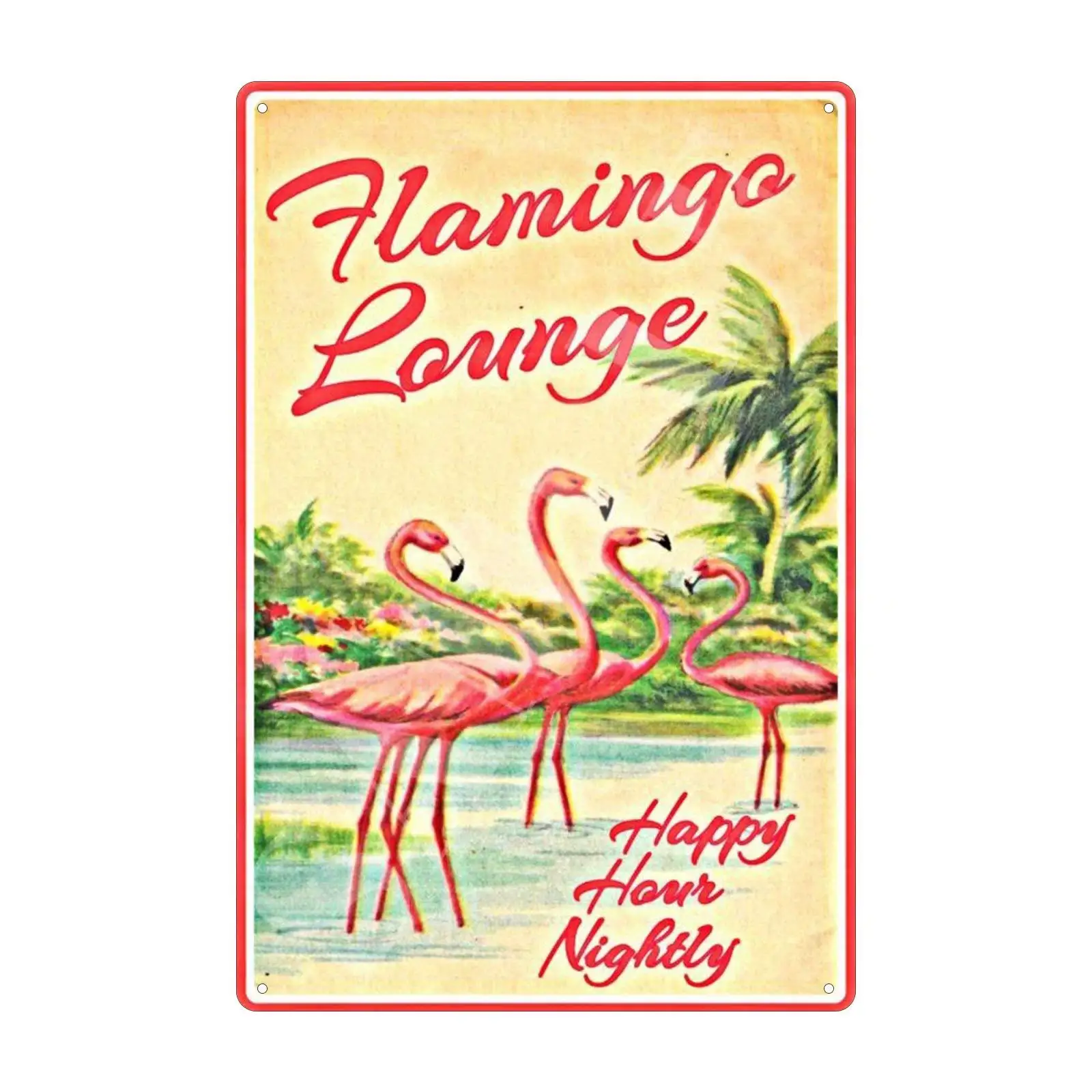 Tin-Sign-Wall-Decor-Metal-Signs-Novelty-Pink-Flamingo-Bar-Grill-Retro ...