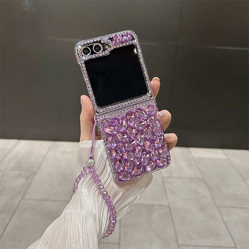 Luxury Bling Rhinestone Purple Crystal Phone Case For Samsung Galaxy Z ...