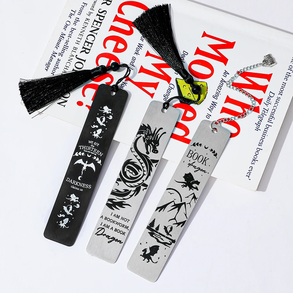 4th Wing Inspired Metal Bookmarks Set Dragon & Dark Fantasy Book ...