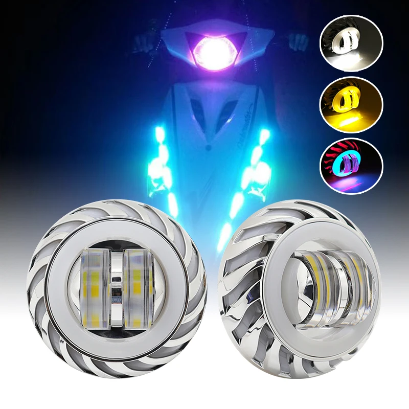 Car-Motorcycle-8000LM-Headlight-LED-Angel-Devil-Eyes-Headlight ...