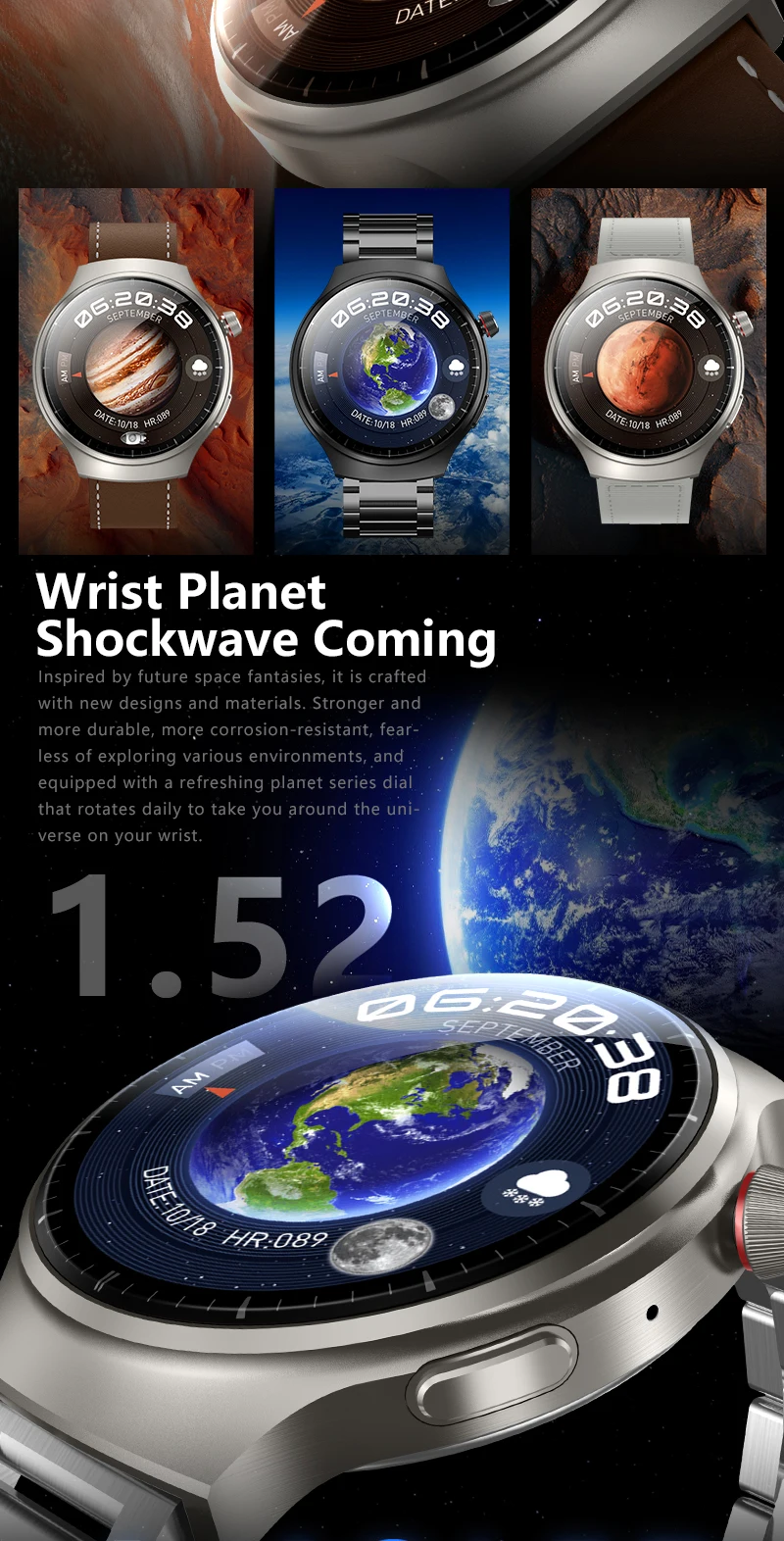 HW6 max AMOLED avec trois Bracelets SILVER - KATEK Smartwatch & Electronics