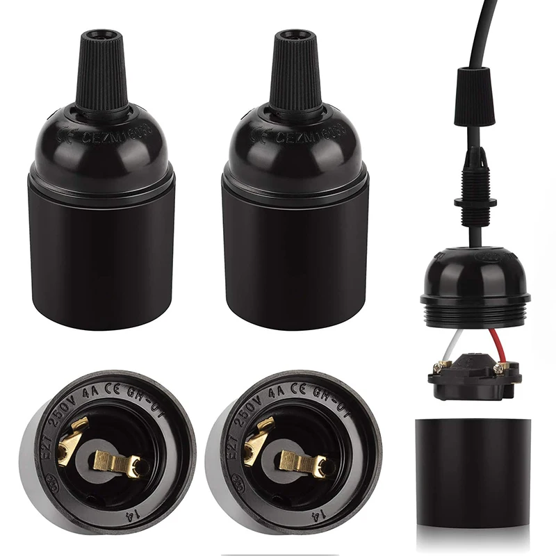 E27-Bakelite-Lamp-Socket-Black-Plastic-Lamp-Holder-Threaded-Edison-Lamp ...