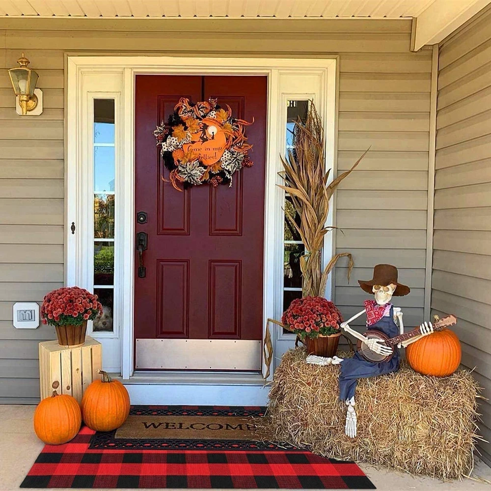 Buffalo-Plaid-Rug-Red-and-Black-Outdoor-Rugs-Cotton-Hand-Woven-Washable ...