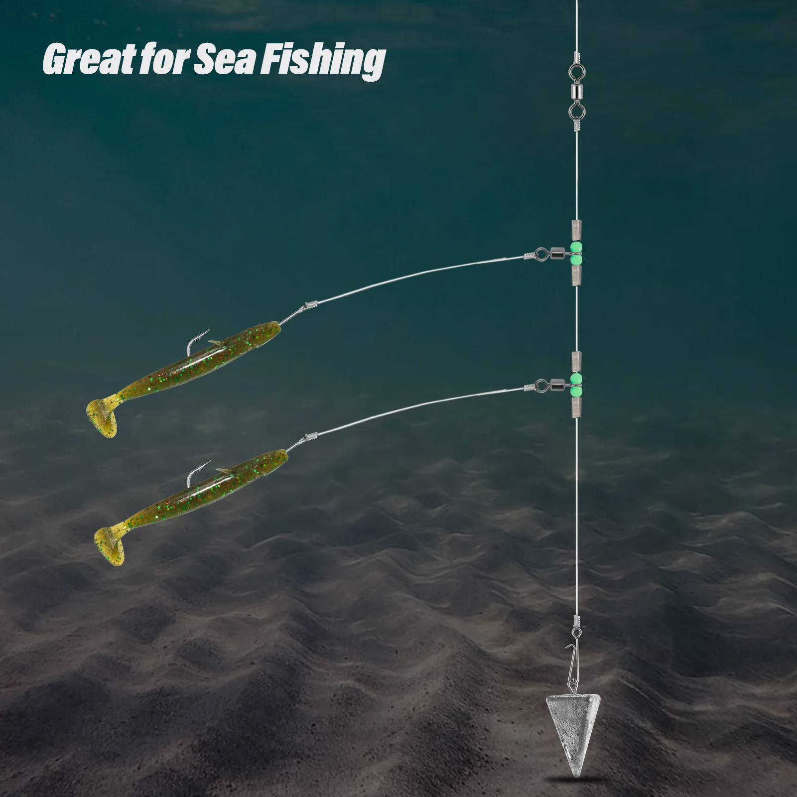 Deep Drop Snapper Rig Luroad 5Pcs Sea Fishing Flapper Rigs 2 Hooks, Pre ...