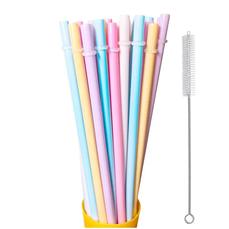 20-Piece-Macaron-Color-Straws-9-Inch-230mm-Long-Plastic-Reusable ...