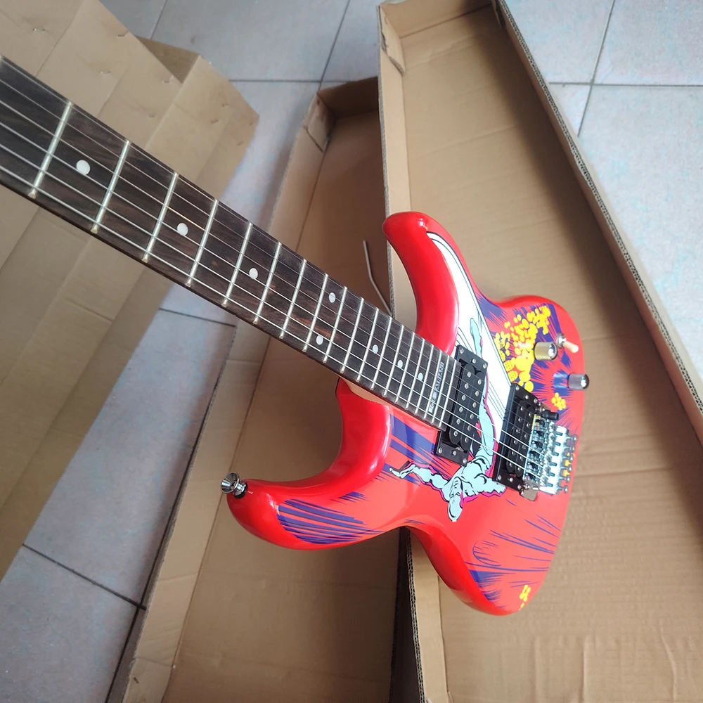 High quality in stock red surf sticker electric guitar, Floyd vibrato ...