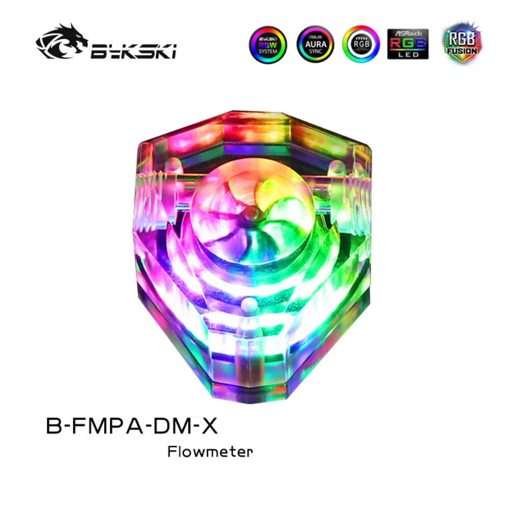 Bykski Diamond Flowmeter Water Cooling System Monitor Acrylic A RGB 5V ...