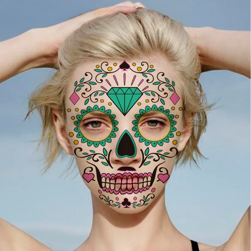 Skull Face Tattoo Makeup Cover Up
