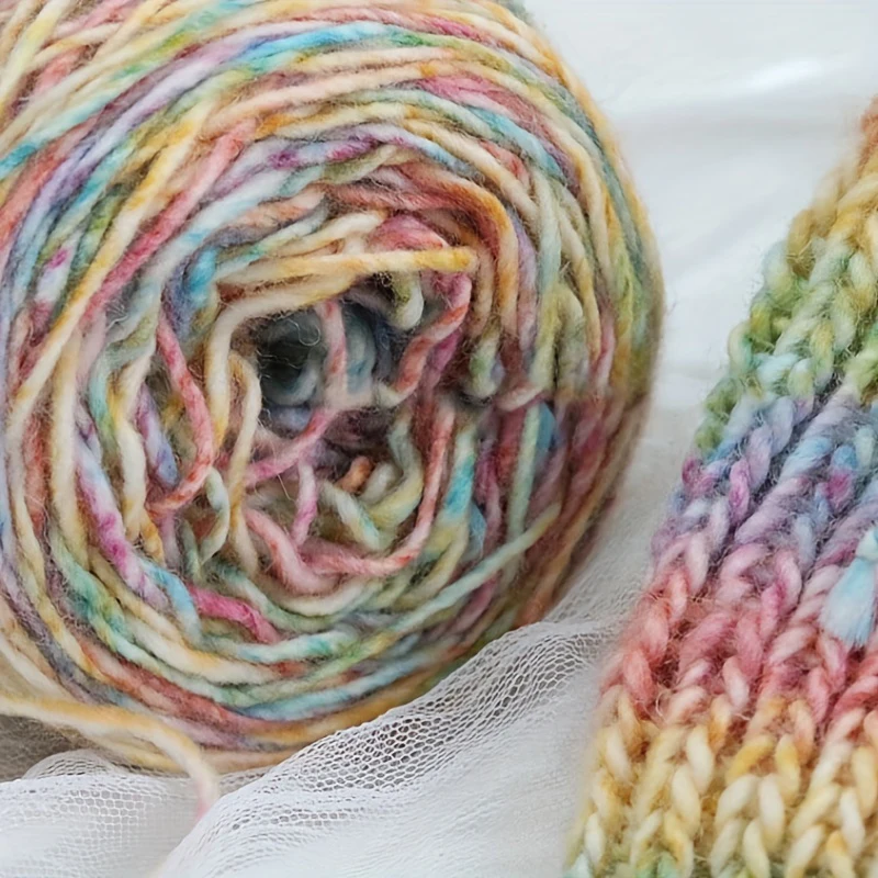 50g-ball-Rainbow-Thick-Yarn-Segment-Dyed-Gradient-Wool-Yarn-Hat-Scarf ...