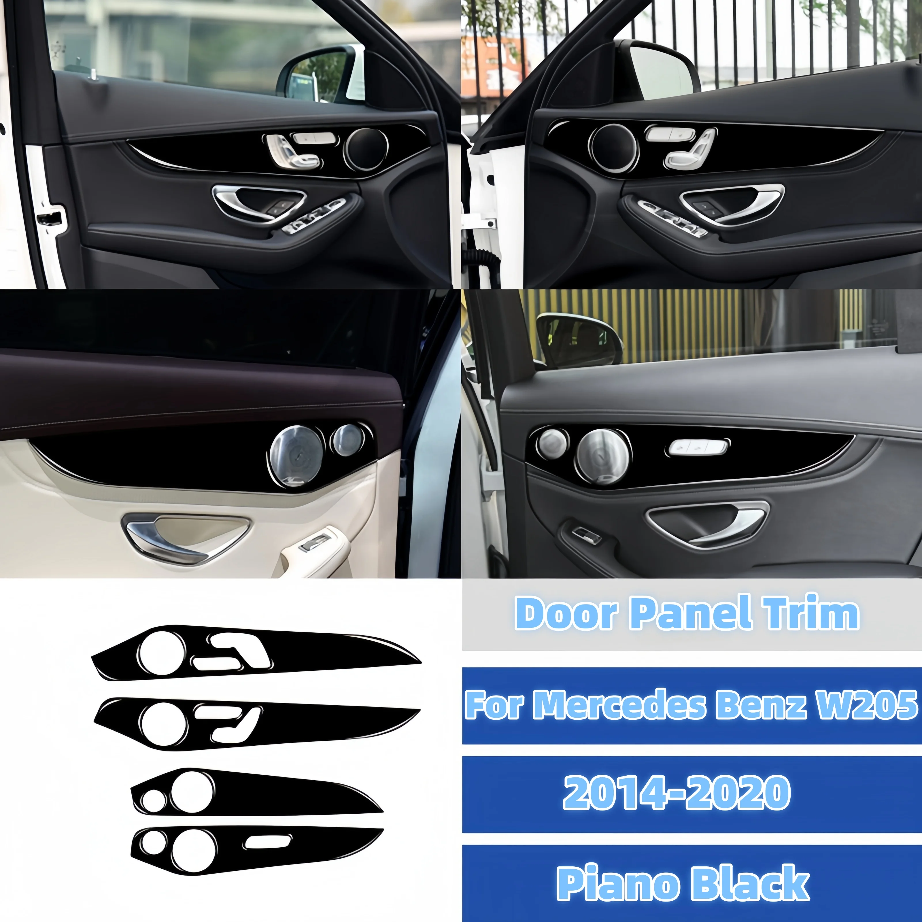 For Mercedes W205 Benz GLC C Class 2014-2020 Piano Black Interior Side ...