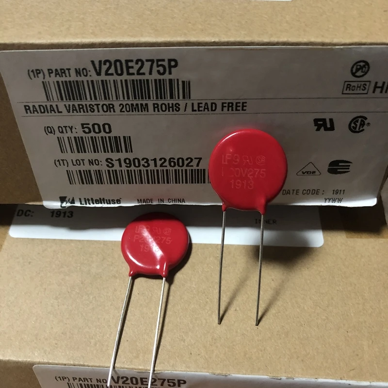 1-10-20PCS-Original-Litteifus-V20E275P-P20V275-Red-Varistor-430V-10KA ...
