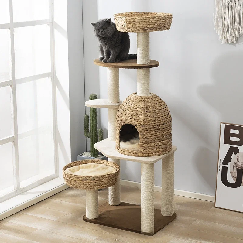 Multi-Story Cat Tree House Scratch Resistant Sisal Posts Multi-layer ...