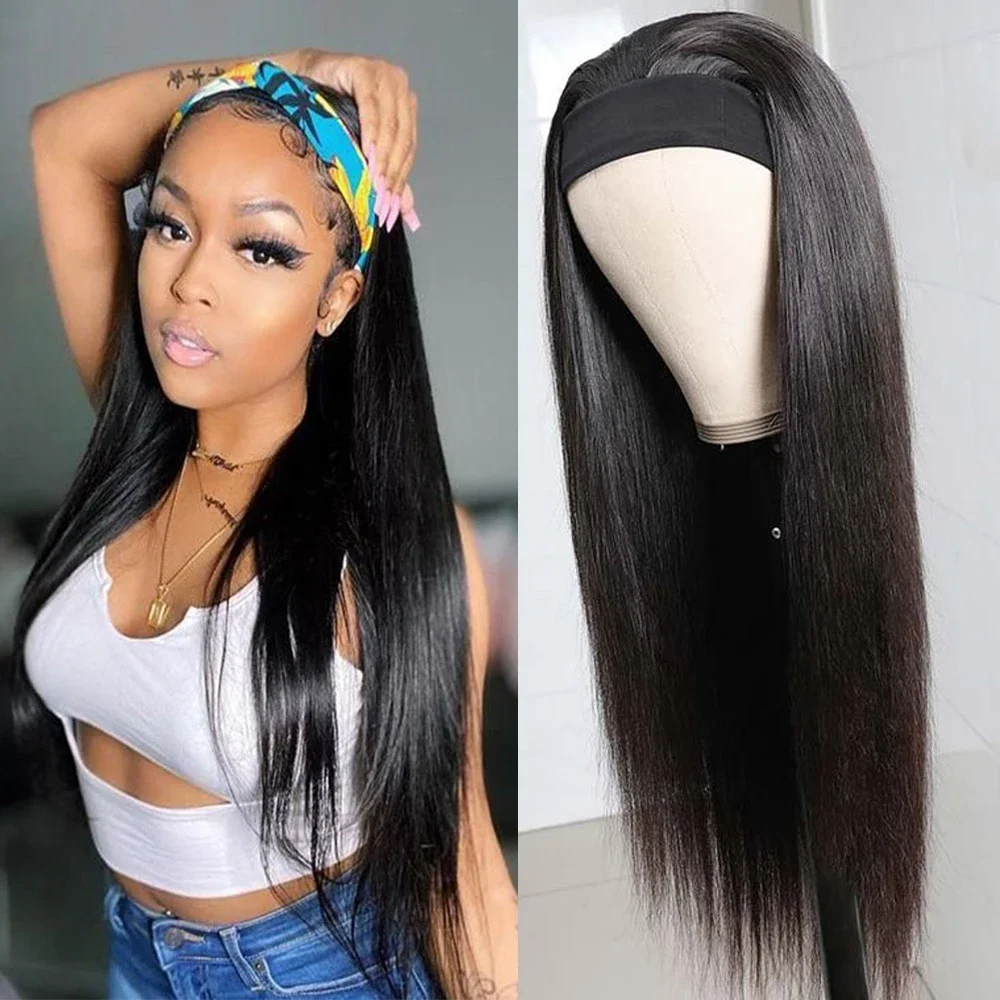 Straight-Headband-Wig-Human-Hair-Full-Machine-Made-Glueless-Wig ...
