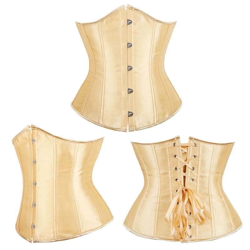 Underbust Corset Satin White Black Red Blue Pink Apricot Purple Brown ...