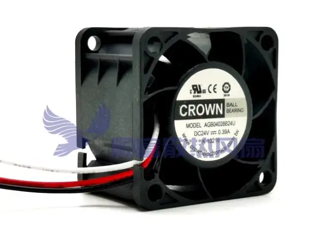 CROWN AGB04028B24U DC 24V 0.39A 40x40x28mm 3-Wire Server Cooling Fan ...