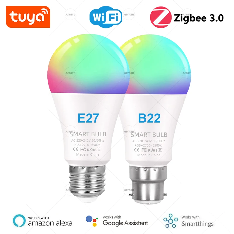 B22-Tuya-Zigbee-WIFI-Smart-Bulb-lamps-220V-Led-RGBCW-Light-Voice ...
