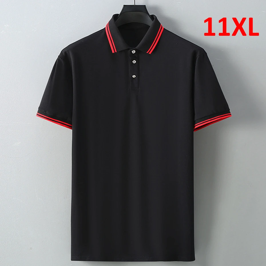 Summer Polo Shirt Men Plus Size 10XL 11XL Polo Shirts Solid Color Tops ...