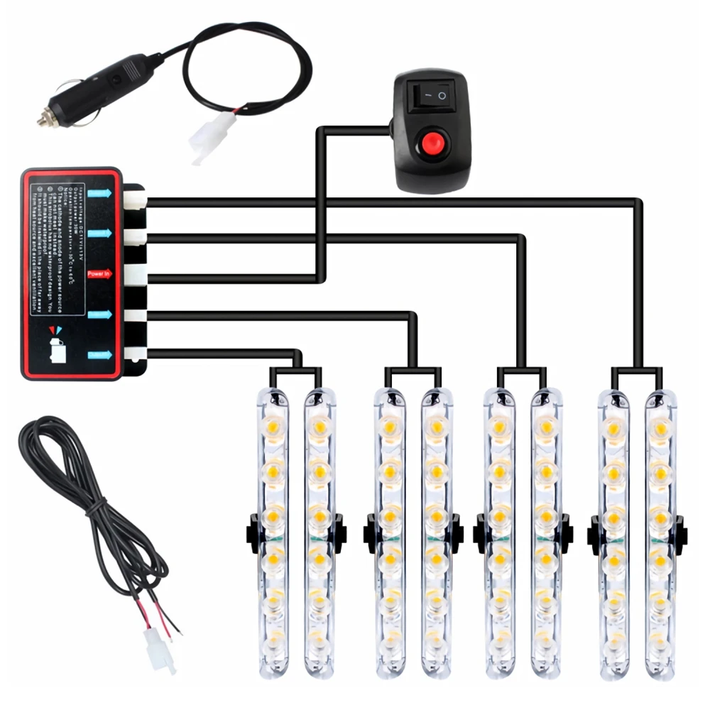 1-Set-8-6-LED-Light-For-Car-Front-Grill-Police-Strobe-Lights-Ambulance ...