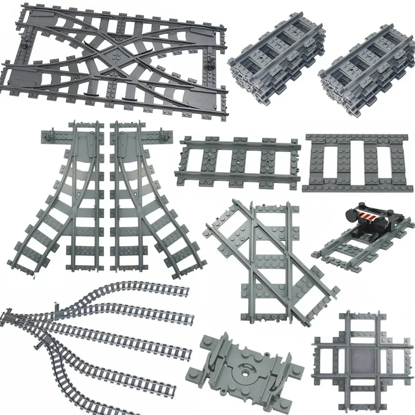 MOC City Train Rail Tracks Straight Crossing Uphill Flexible Switch ...