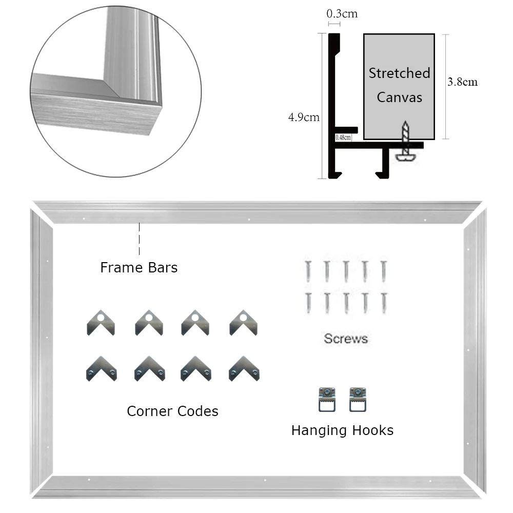 4.9cm Deep Silver Aluminum alloy Floating Frame for 40x60cm 30x40cm ...