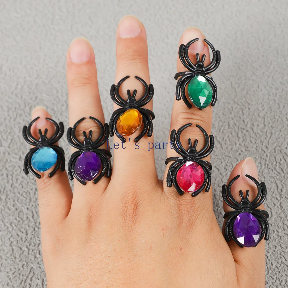 30Pcs-Novelty-Halloween-Plastic-Gemstone-Spider-Ring-Toys-for-Kids ...