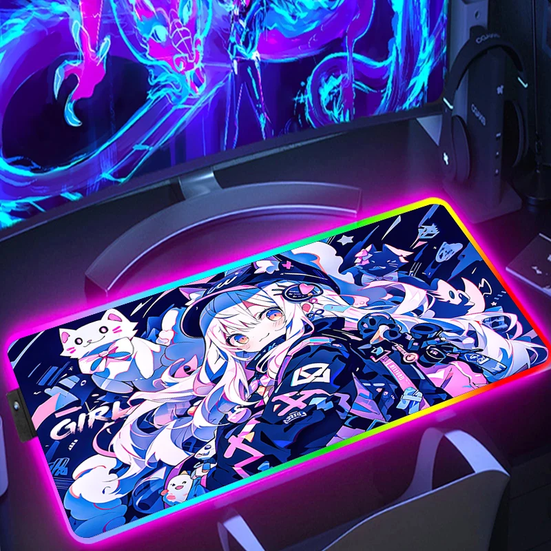 RGB-Mouse-Mat-Anime-Girls-Large-Gaming-Mousepad-Cute-Cat-Cool-Mouse-Pad ...