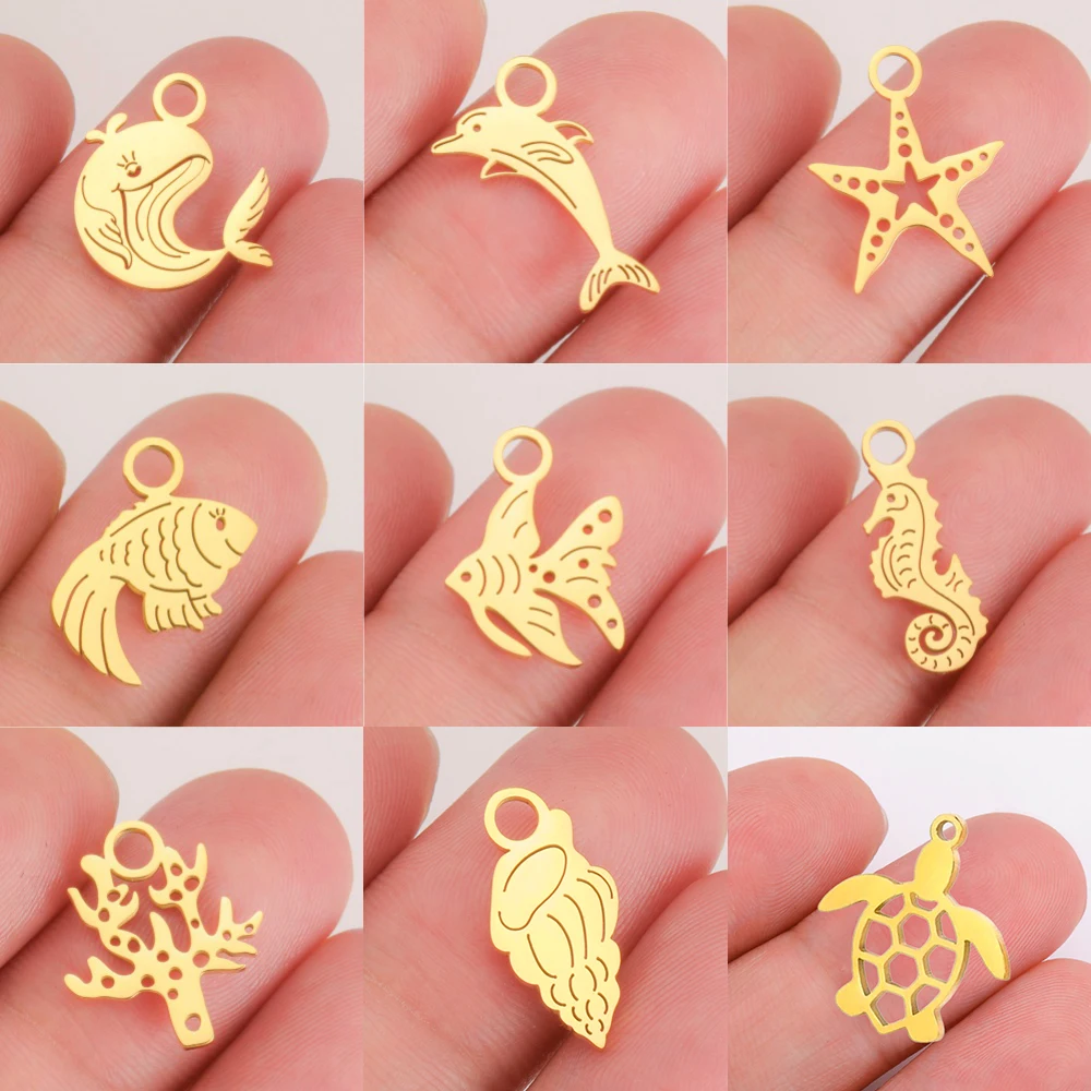 EUEAVAN 5pcs Tropical Fish Ocean Charms Stainless Steel Sea Starfish ...