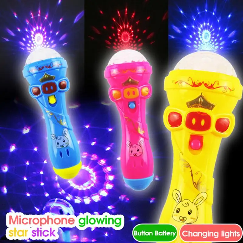 Kids Toy LED Light Flashing Projection Microphone Torch Shape Kids Boy ...