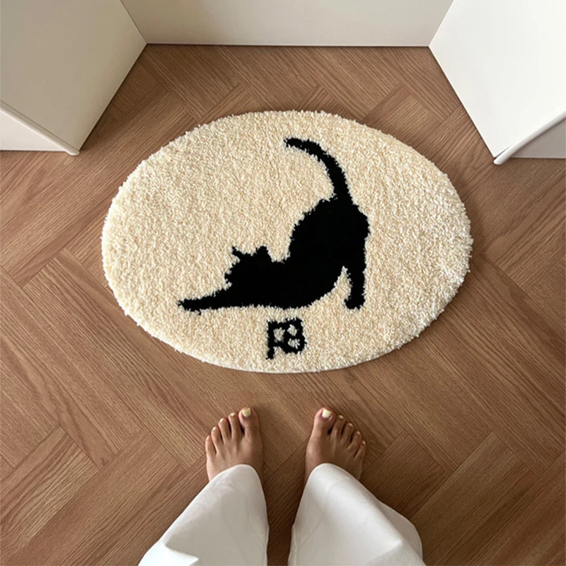 Good-Quality-Tufted-Cat-Oval-Capert-Soft-Cozy-Fluffy-Rug-Door-Mat-Room ...