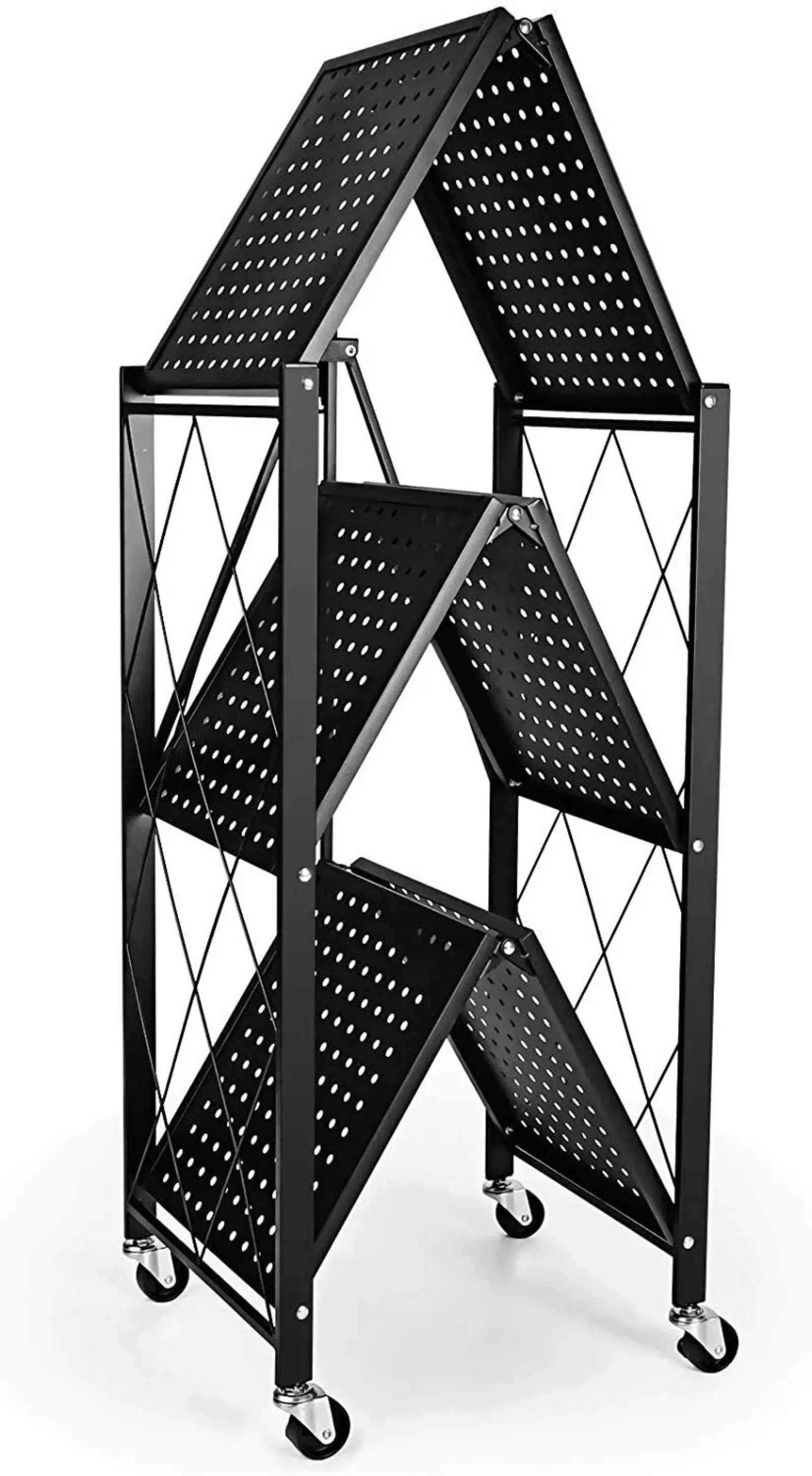 US-3-4Tier-Foldable-Heavy-Duty-Metal-Rack-Storage-Shelving-Unit-w ...