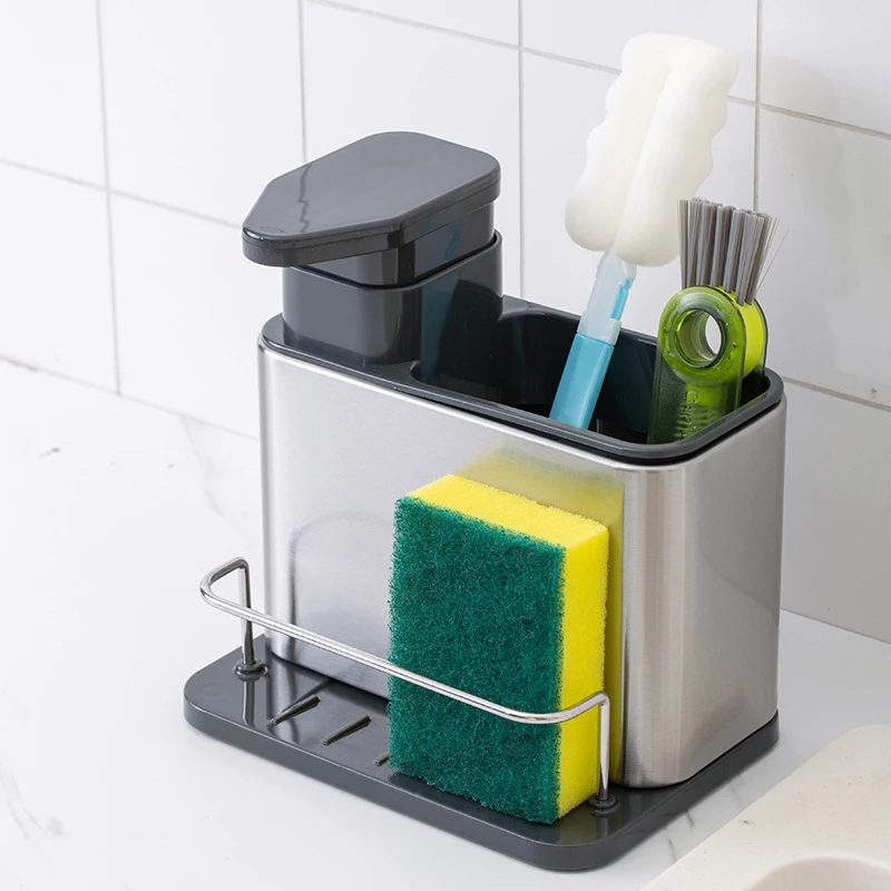 Multifunctional-Kitchen-Sink-Washing-Sponge-Storage-Rack-Soap-Dispenser ...