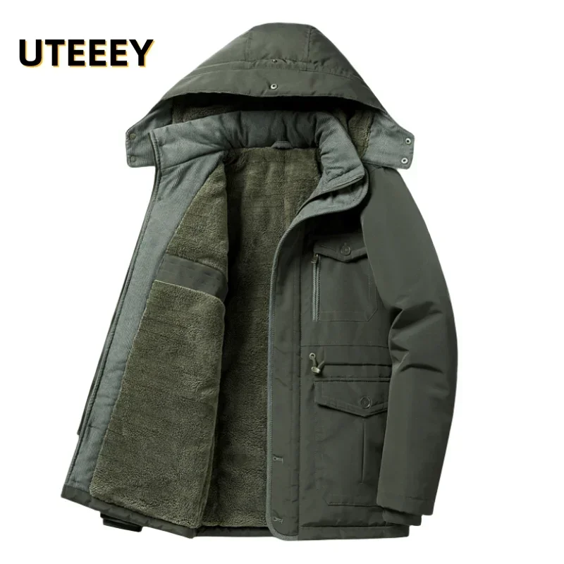 UETEEY-Winter-Warm-Inner-Fleece-Jacket-For-Men-Thick-Hooded-Windproof ...