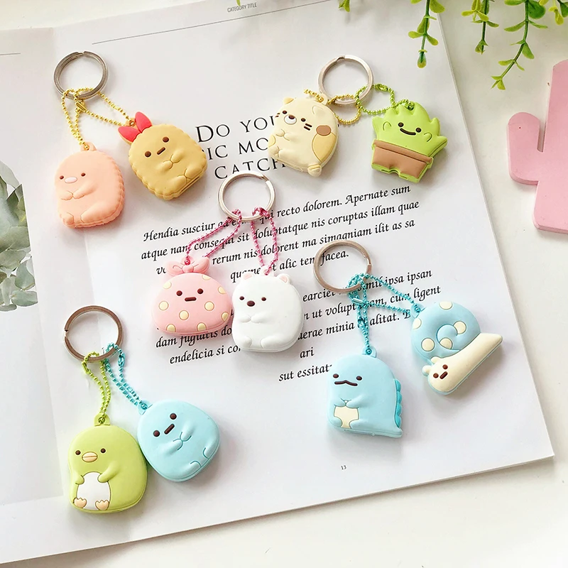 2pcs-set-Cartoon-Animal-Key-Cover-Cute-Silicone-Key-Chains-Women-Funny ...