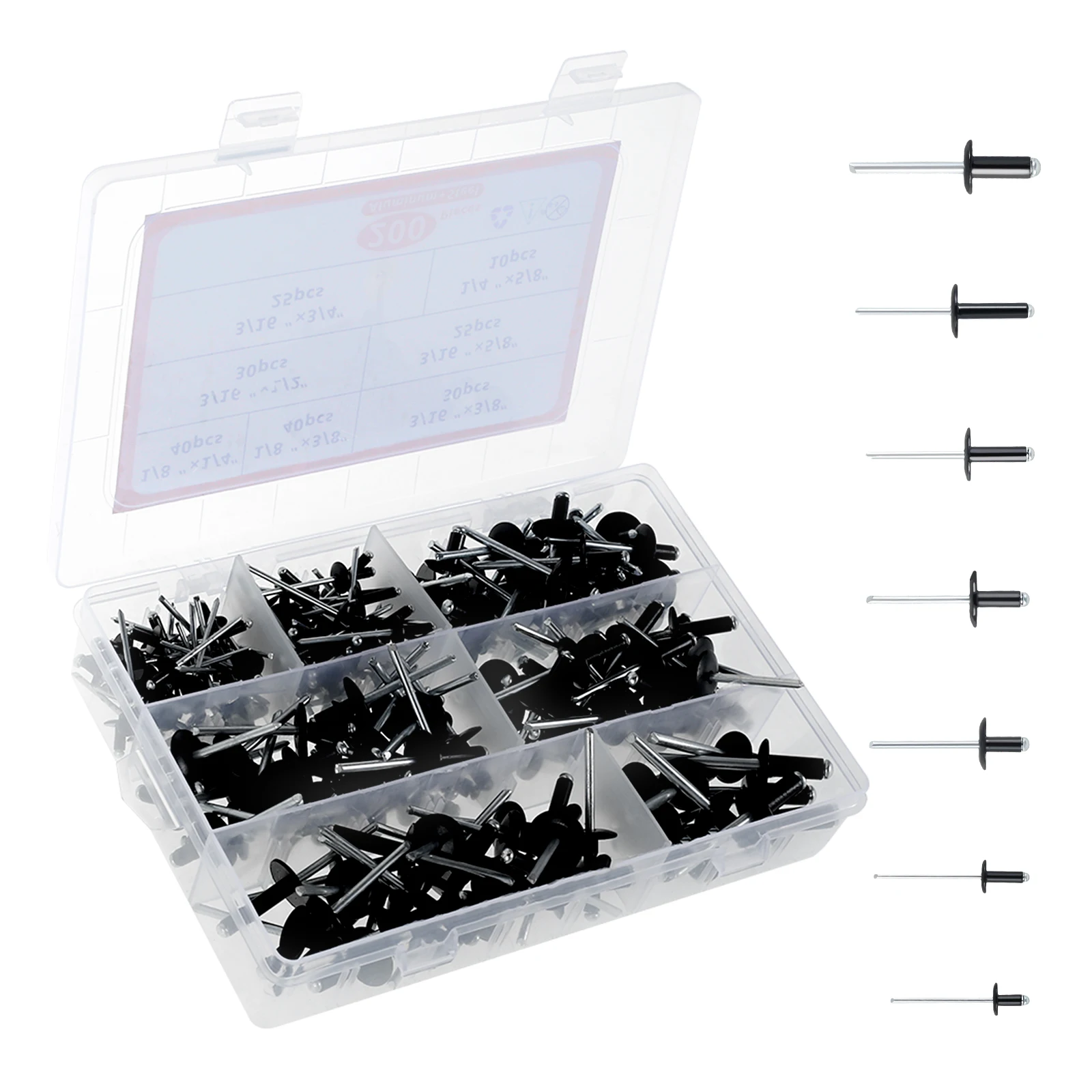 200Pcs-Large-Flange-Blind-Rivets-Black-Rivets-Assortment-Kit-7-Sizes ...