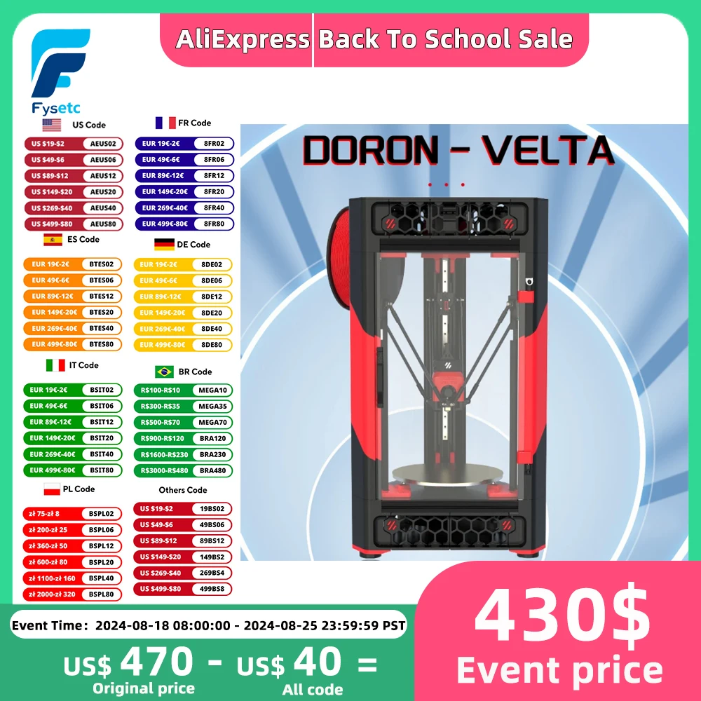 FYSETC-Doron-Velta-Kit-3D-Printer-DIY-Velta-Kit-with-3D-Printing-Parts ...